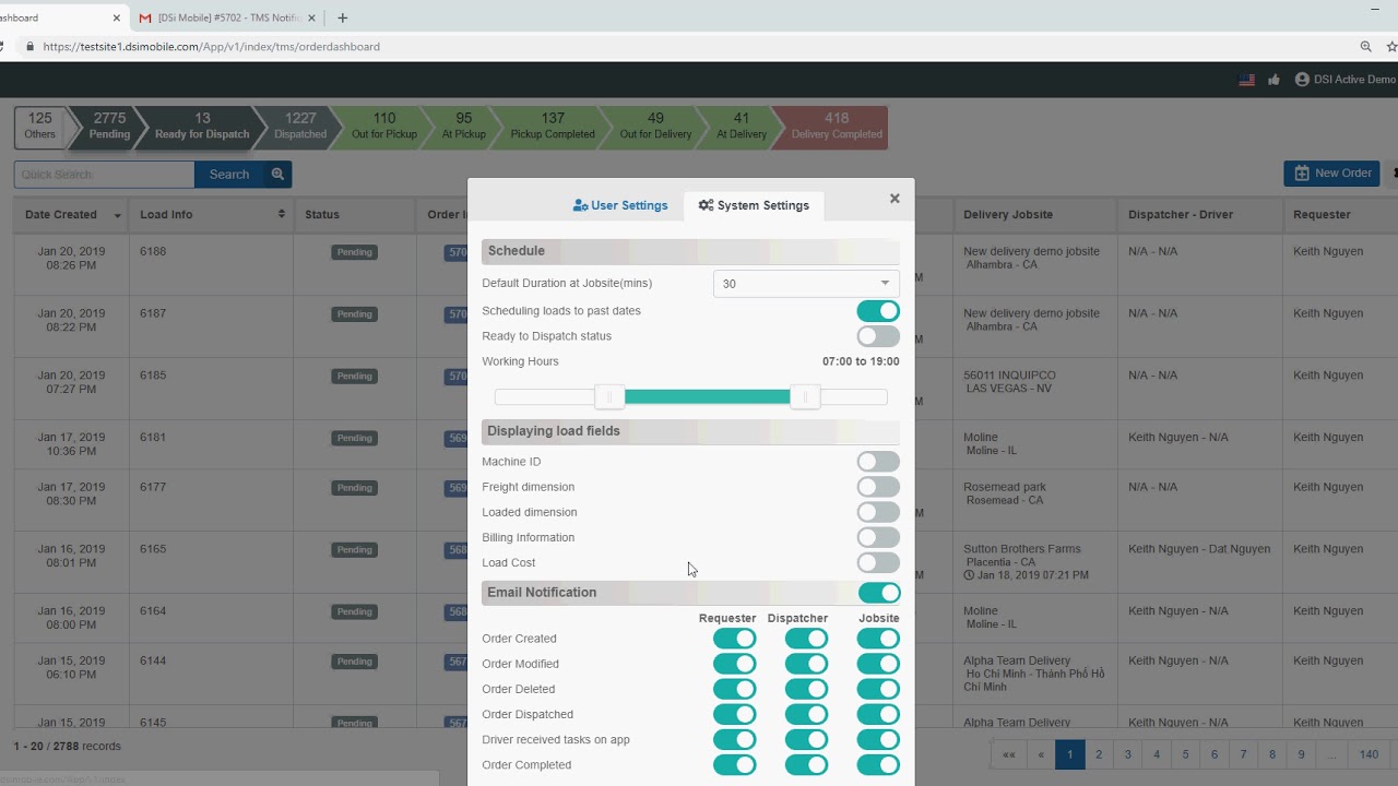 DSi | TMS - Order Dashboard