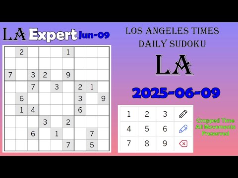 Los Angeles Times Daily Sudoku 2025-06-09 2171 Expert