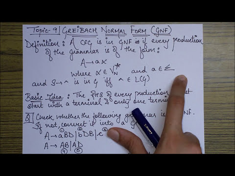Greibach Normal Form and CFG to GNF Conversion Video Lecture - Computer ...