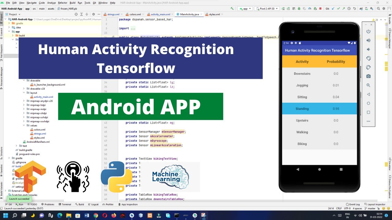 Android Human Activity Recognition Tensorflow Project with Source Code | Sensor-based