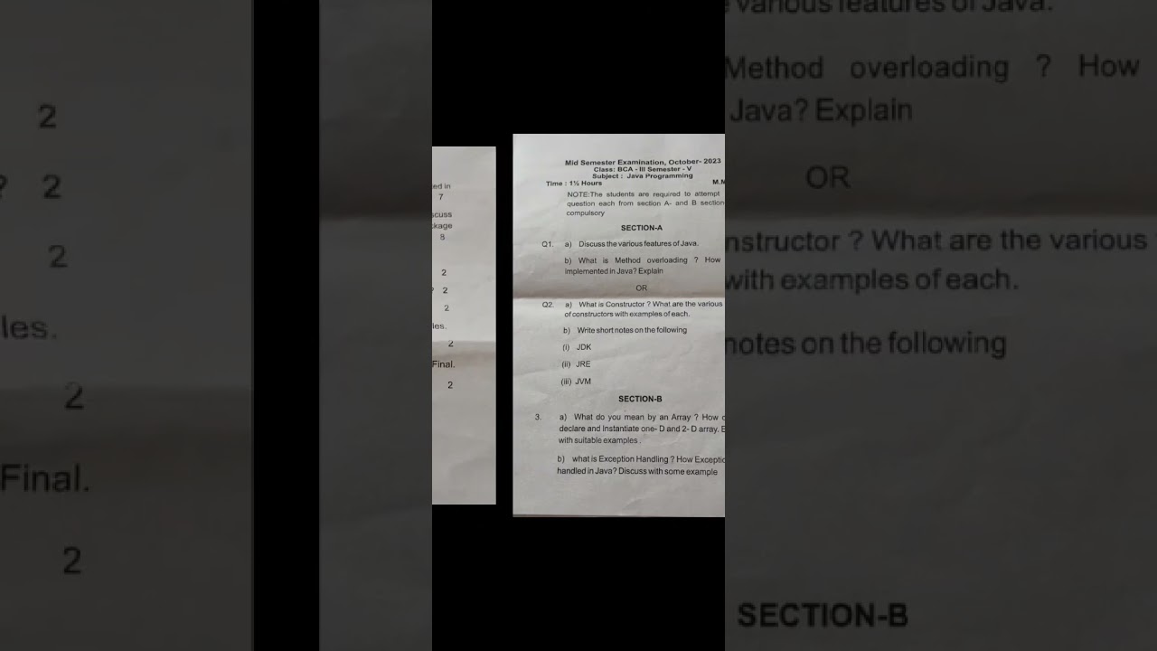 JAVA Programming/ BCA(5th sem)/Mst 2023