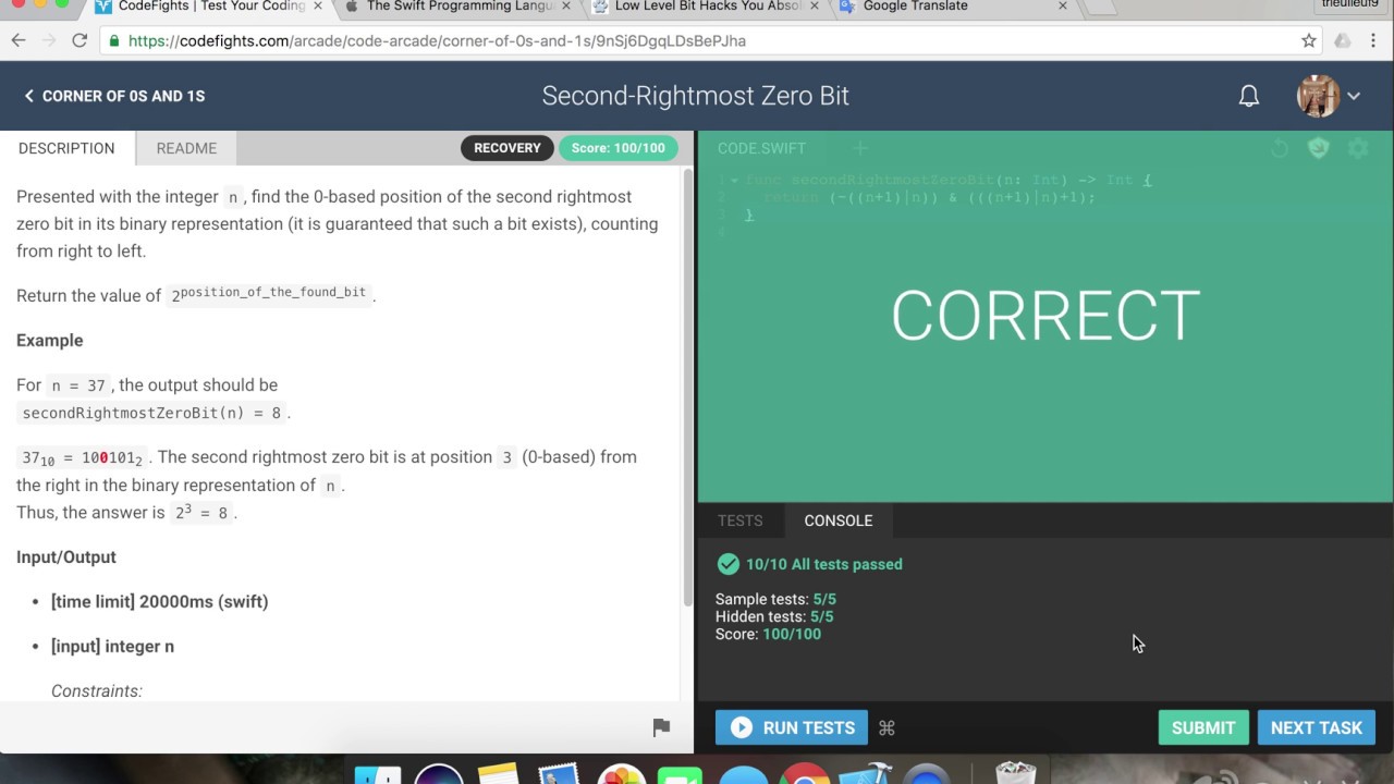 Second-Rightmost Zero Bit - CodeFights - Python