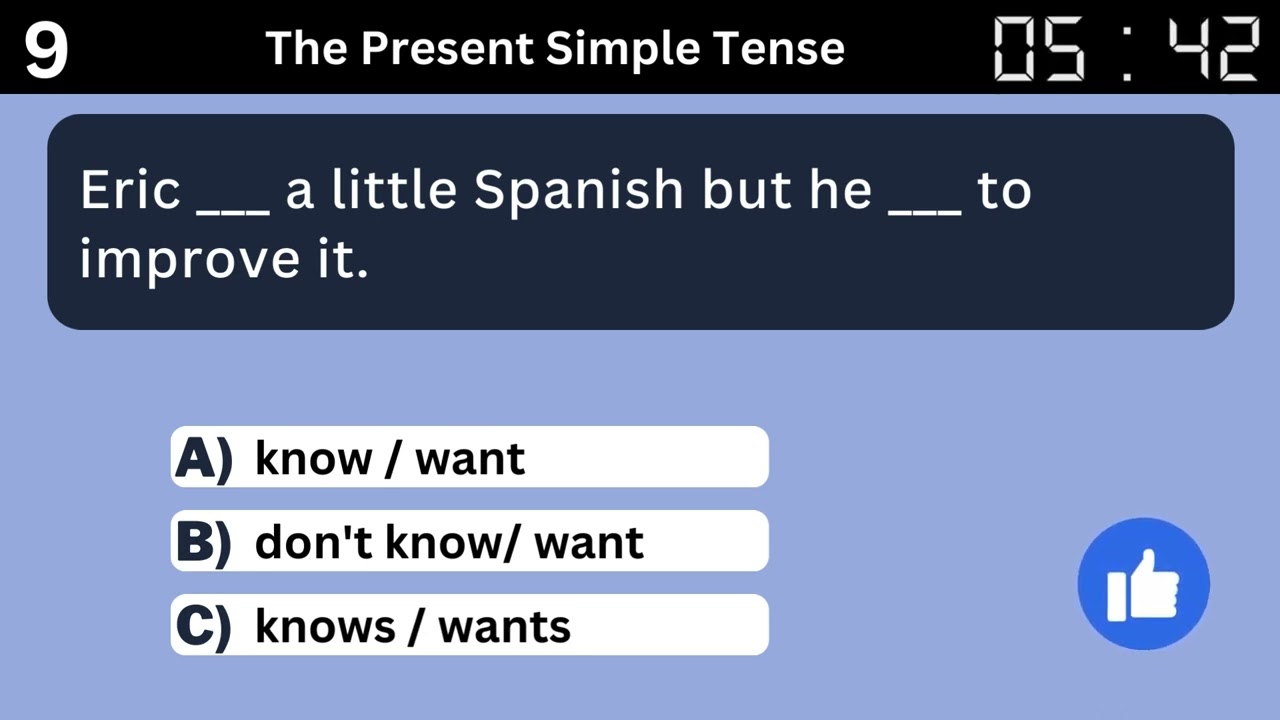 The Present Simple Tense Test A1 A2 Level Exercises|| Time English#english #time_english