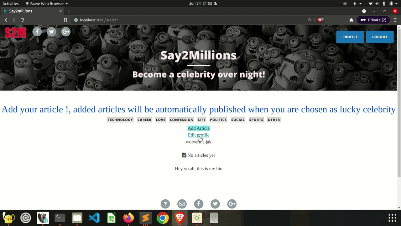 GitHub - vinayakcs/Say2Millions: Become a internet celebrity overnight. Like us on Facebook and ...