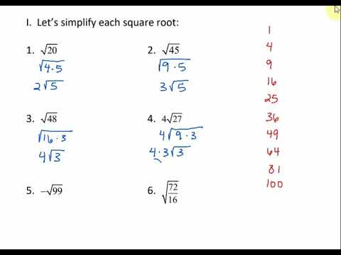 Math 099 15.2 - Simplifying Radicals