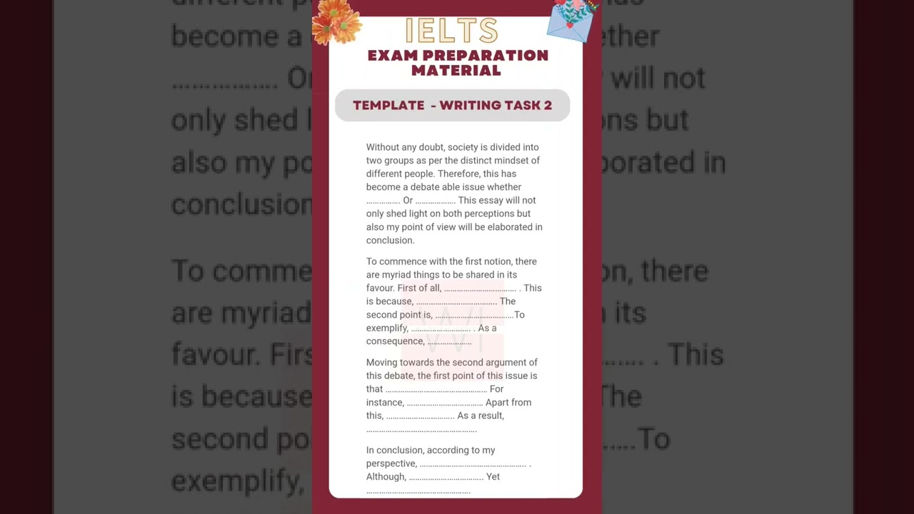 IELTS Writing task 2 template | IELTS Exam #shorts