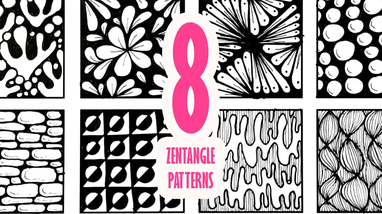 8 zentangle patterns || 8 doodle patterns || 8 patrones mandalas