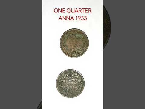 BRITISH INDIA ONE QUARTER ANNA 1933 COIN COPPER ANTIQUE VINTAGE FOR COLLECTION.