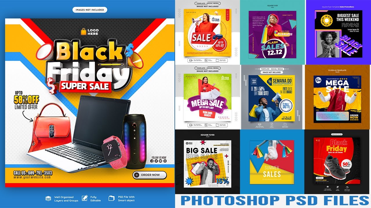 2023 Super Sales Social Media Banners Photoshop Tutorial