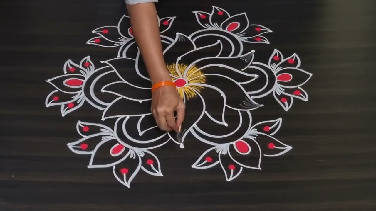 New Lotus Rangoli Muggulu Easy Rangoli - Blouse Designs