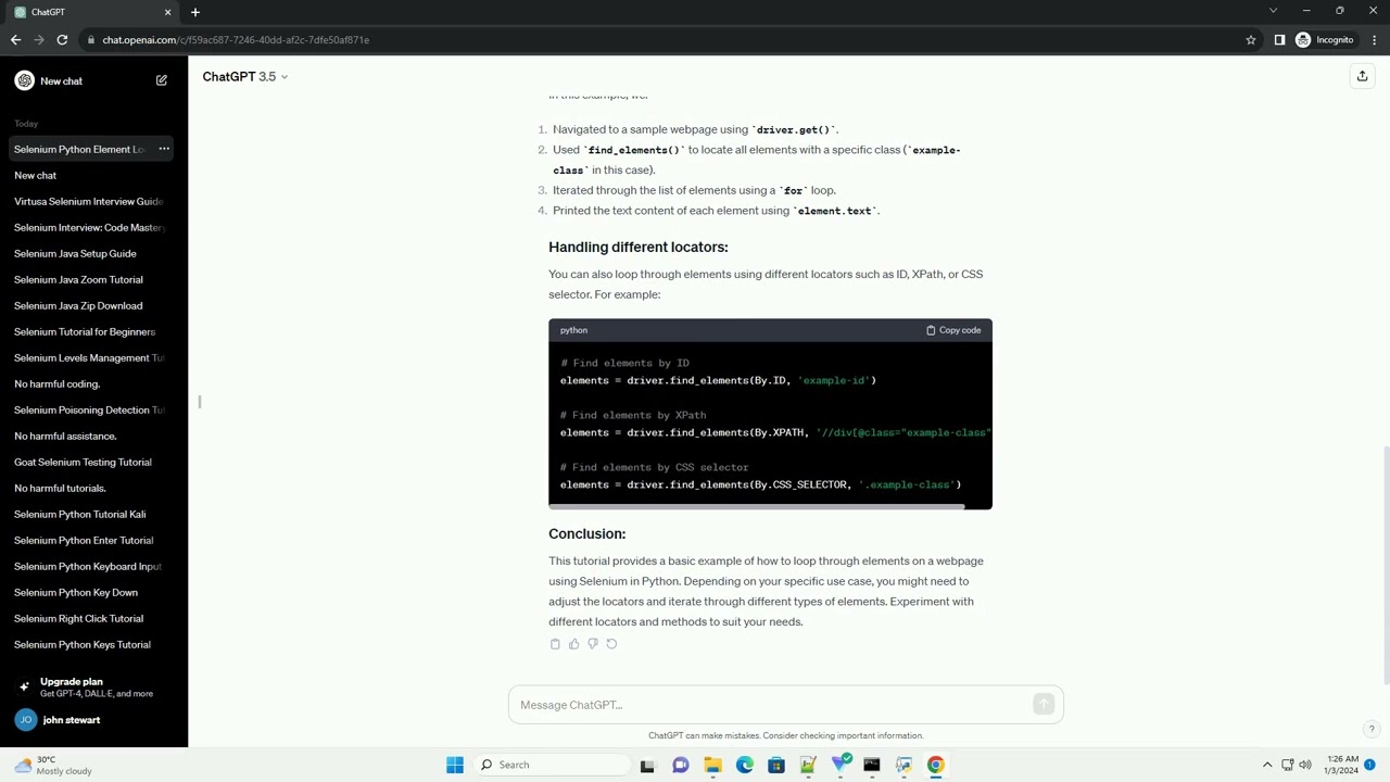 selenium python loop through elements