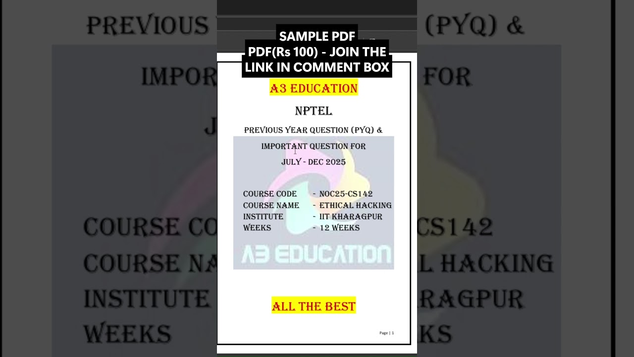 NPTEL Previous Year Questions & Important Questions PDF For Rs 100 | Score Good Mark in Final Exam