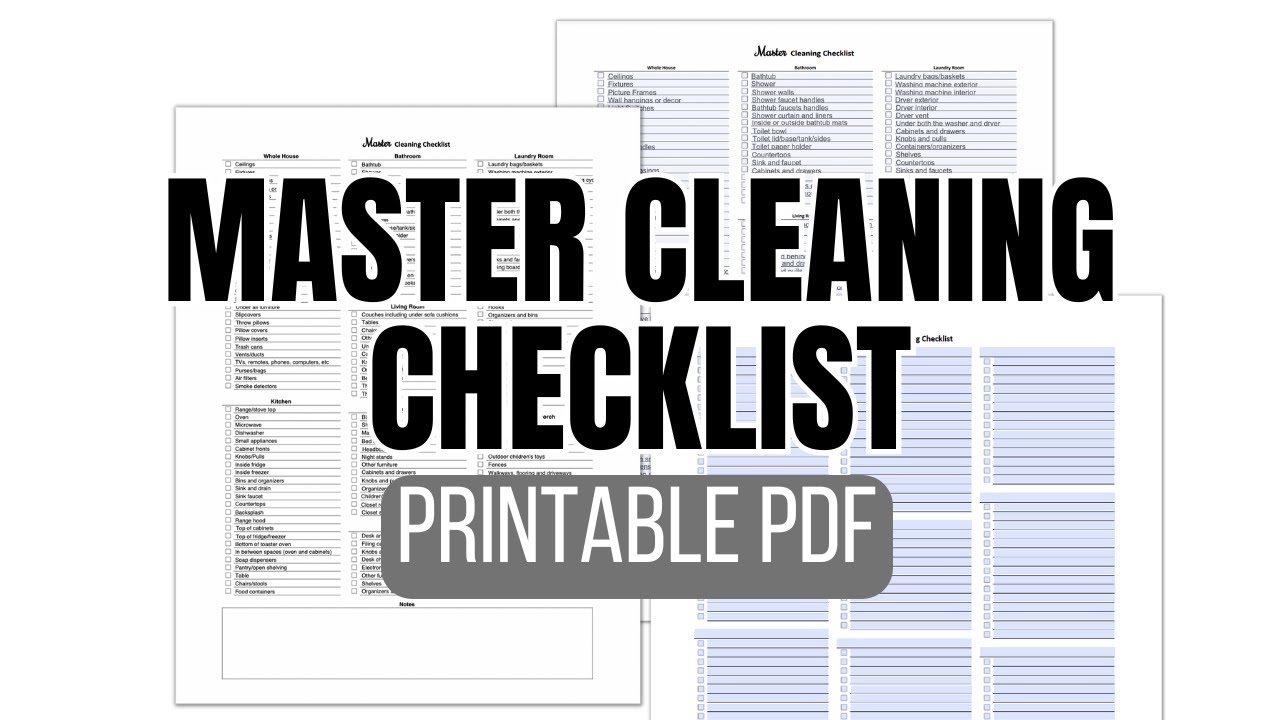 Master Cleaning Checklist Printable (PDF)