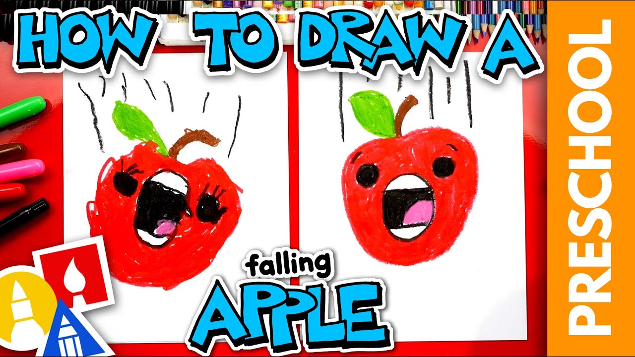 How To Draw A Funny Falling Apple - Preschool