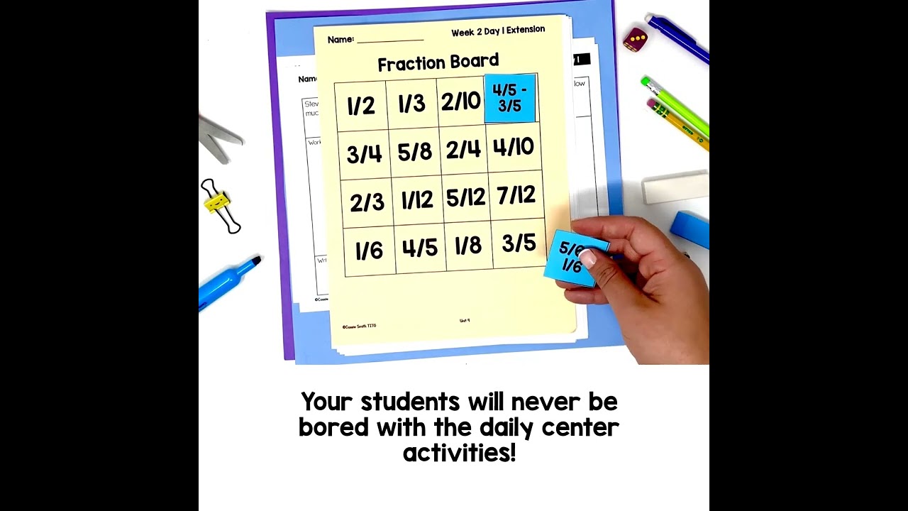 Teaching 5th Grade Adding and Subtracting Fractions Games Worksheets Lessons Guided Math