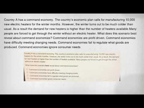 Country A has a command economy. The country's economic plan calls for manufacturing 10,000 new elec