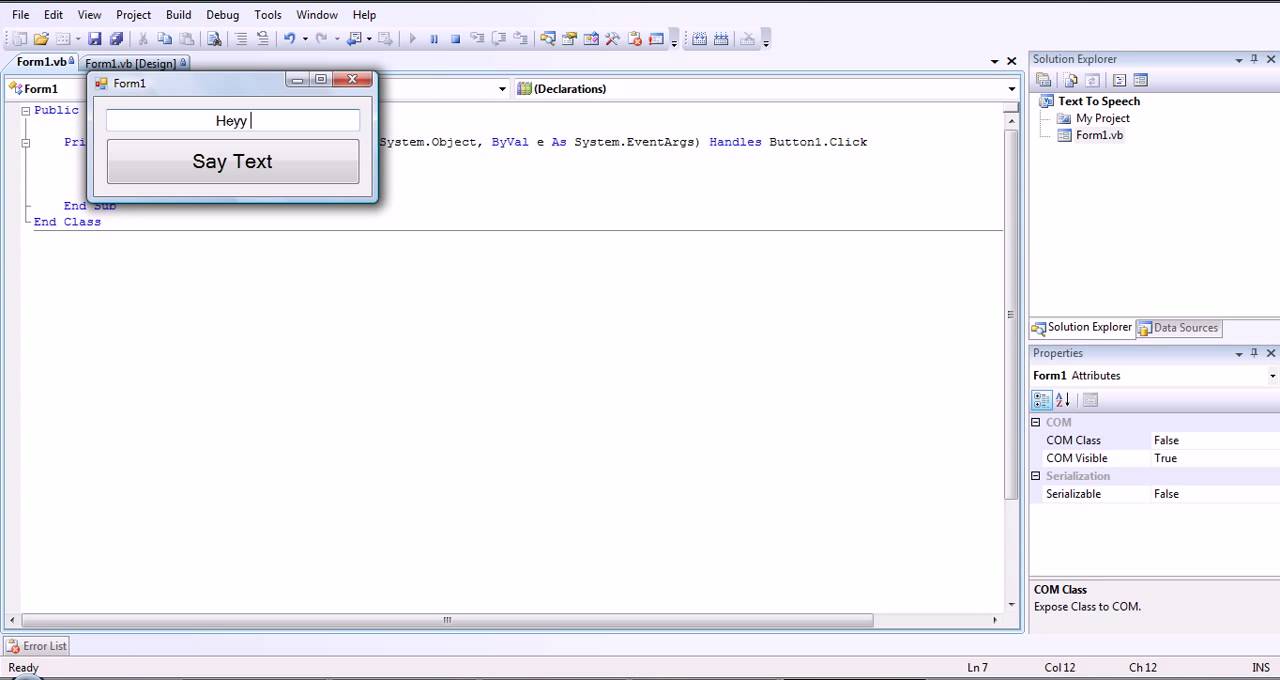 Visual Basic 2008 Tutorial ... Text To Speech