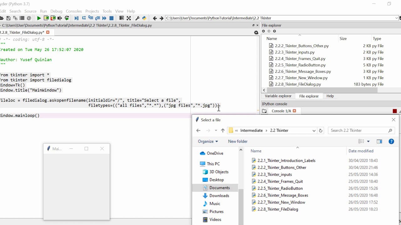 PythonTutorial 2.2.8 Tkinter FileDialog