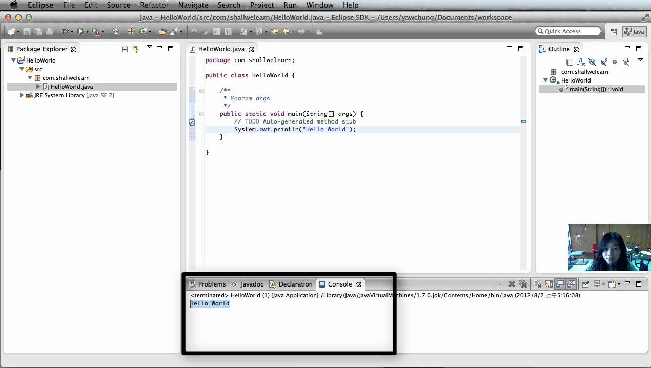 Java with Eclipse Juno Part 2: Hello World