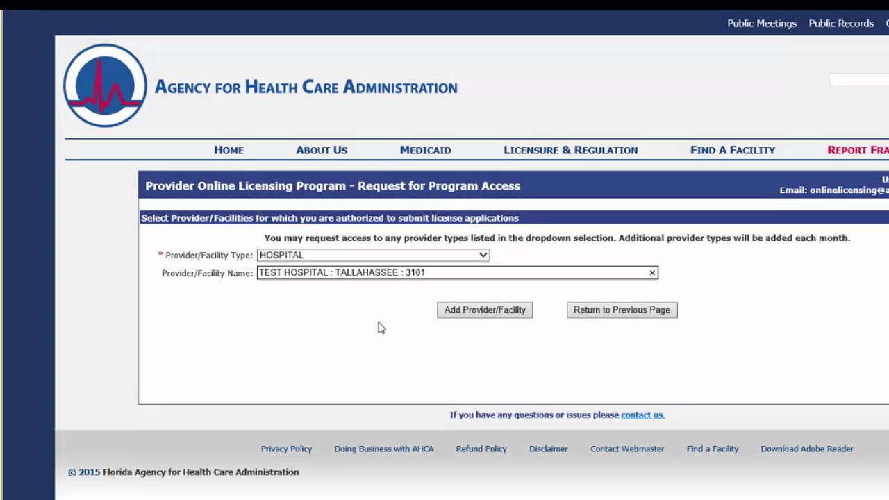 Online Licensing Registration