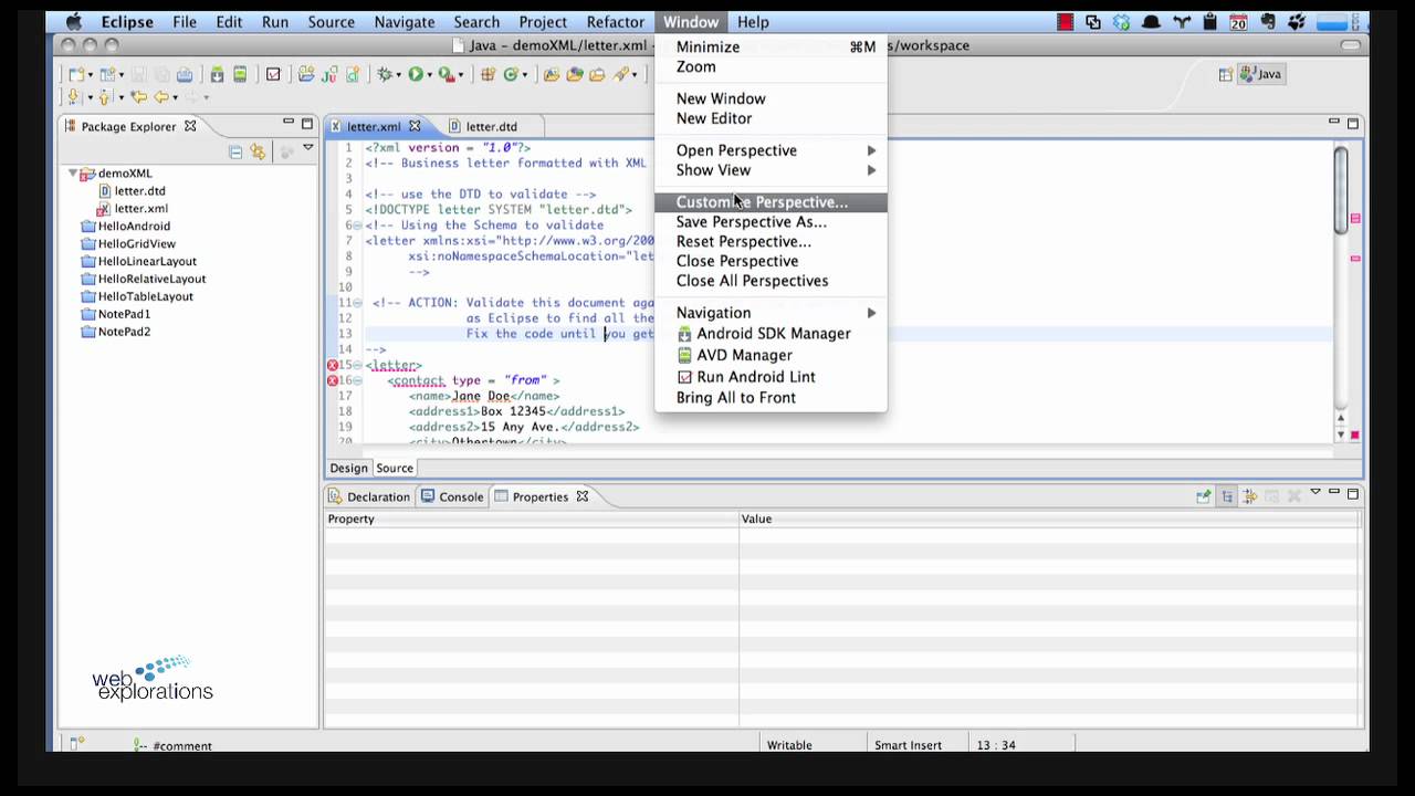 Using the XML Tools in Eclipse
