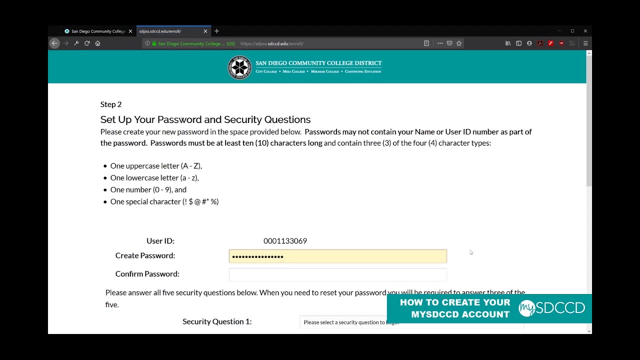 mySDCCD - How to Create your mySDCCD Account