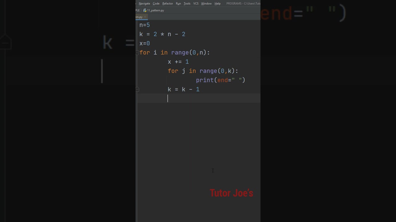 Star Equilateral Triangle Pattern in Python | Pattern Program | Tutor Joes