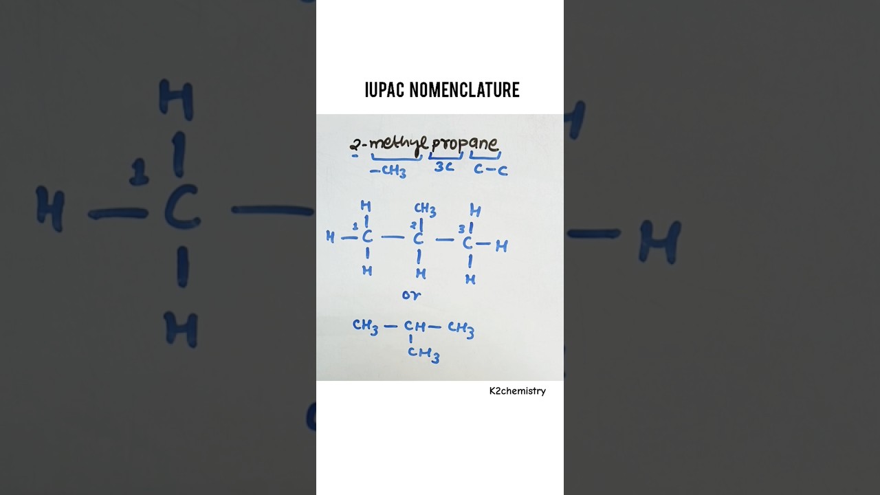 How to draw structure for 2-methylpropane l #iupacnomenclatureoforganicchemistry i