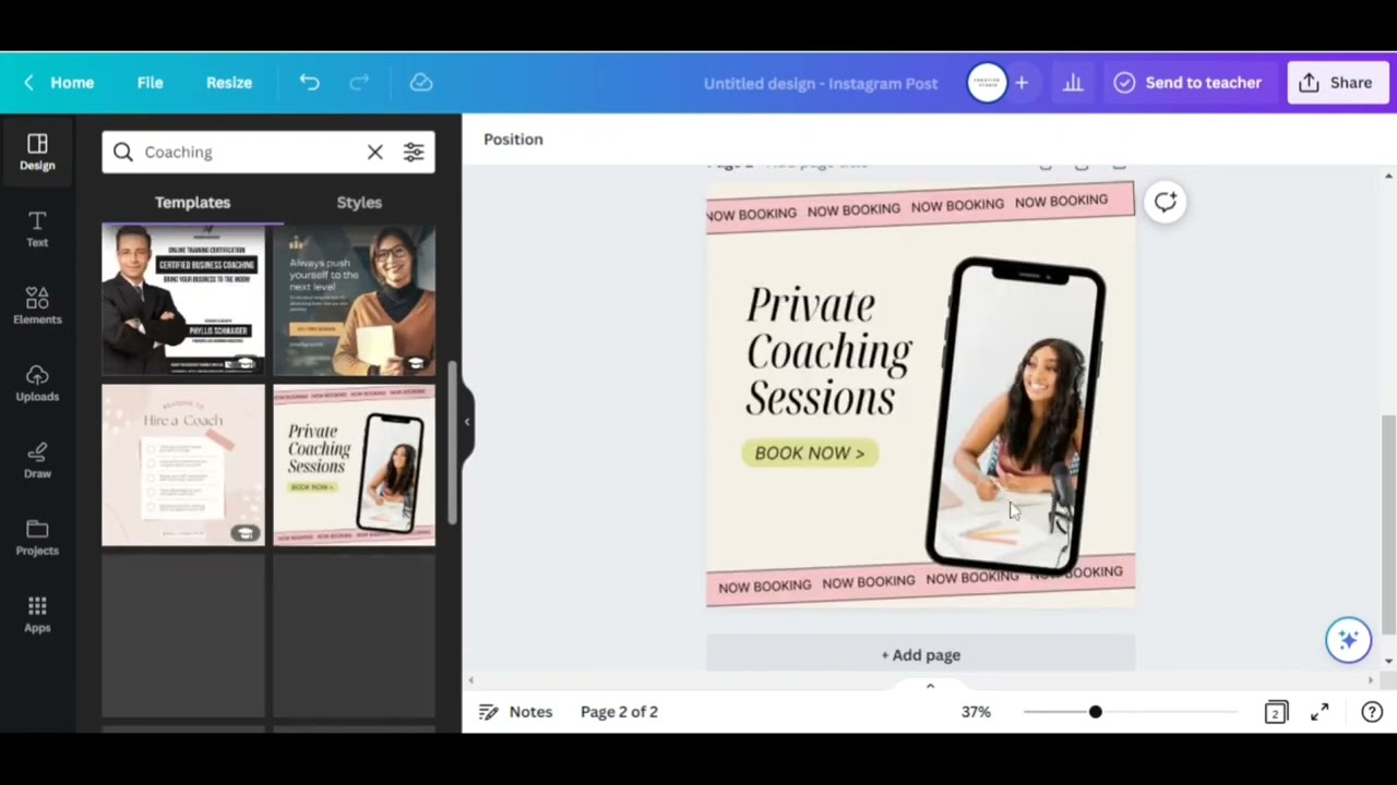 best COACHING Instagram posts Canva Templates | Canva tutorials