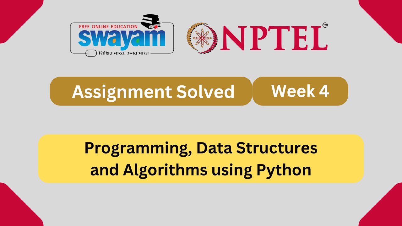 Programming, Data Structures And Algorithms Using Python Week 4 || NPTEL ANSWERS 2024 #nptel