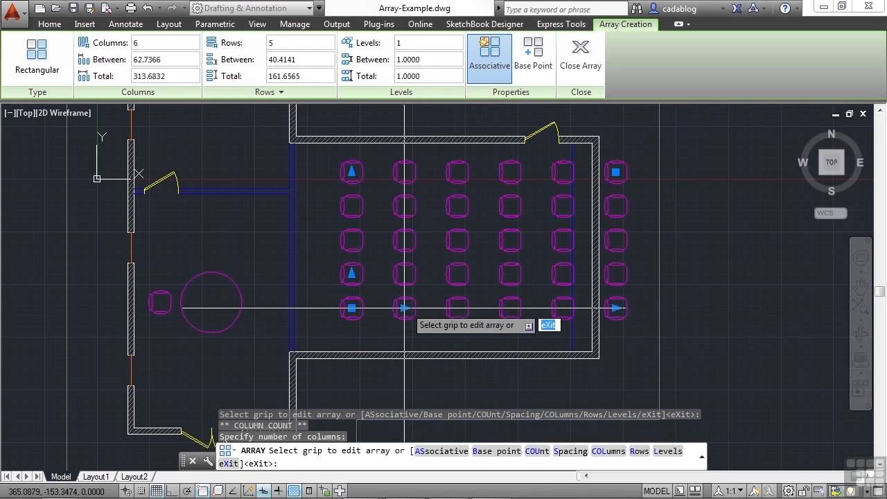 Beginners Autodesk AutoCAD 2014 Tutorial | Rectangular Arrays