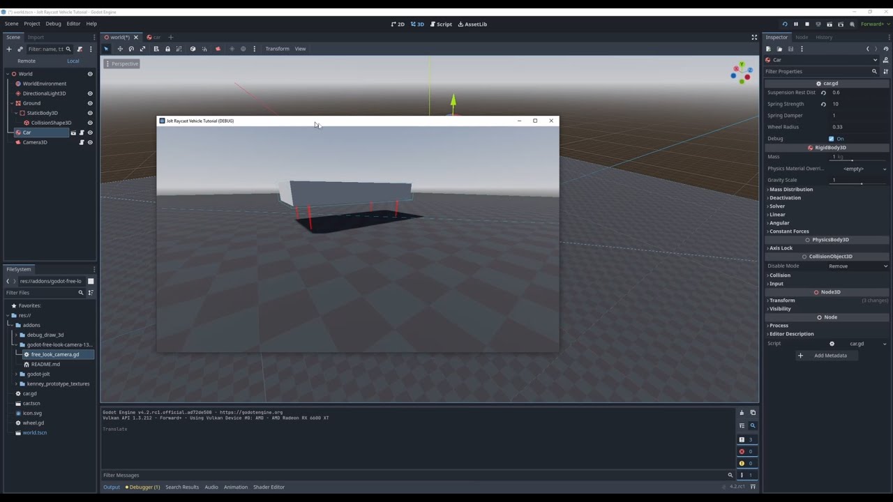 RayCast car suspension - Help - Godot Forum