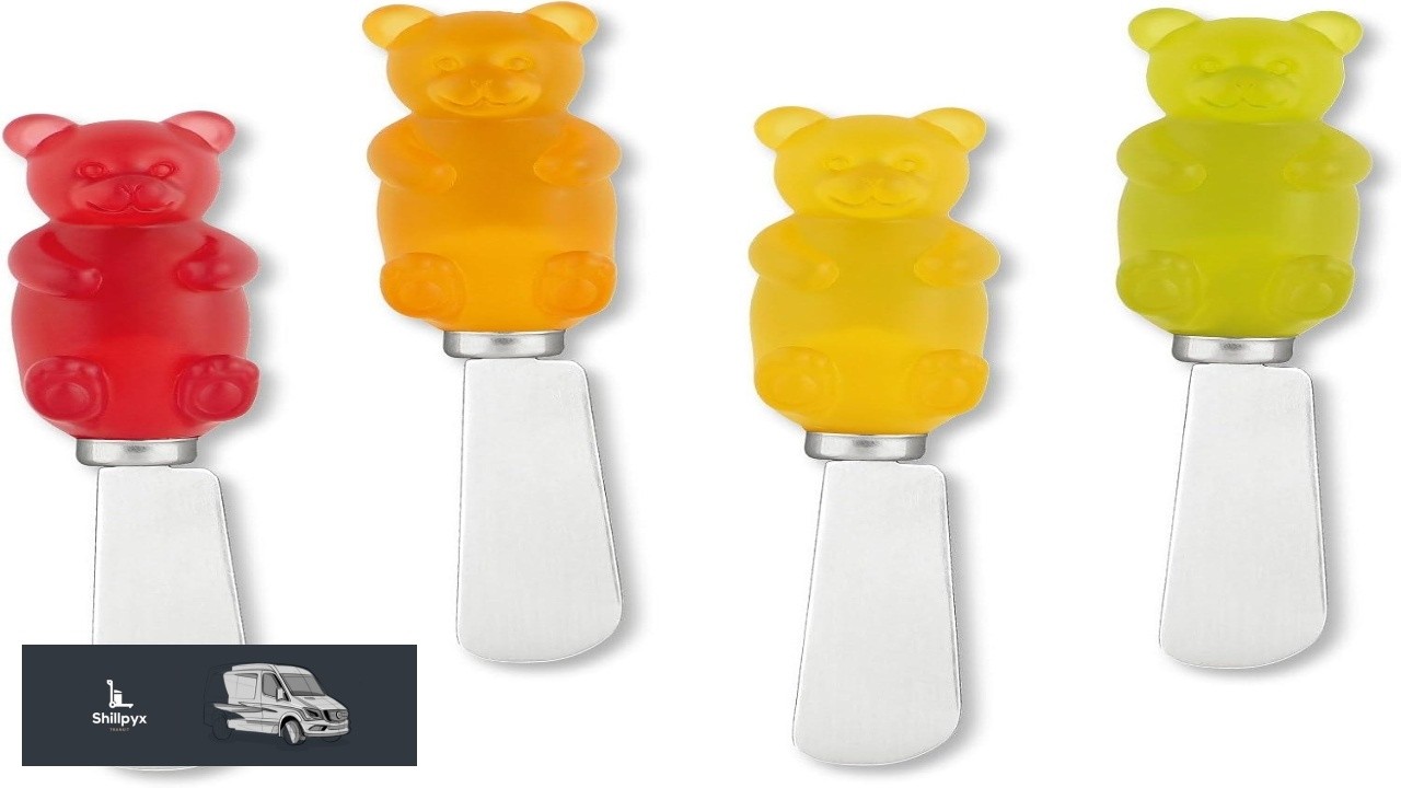 Supreme Housewares Rainbow Jelly Bear Cheese Spreaders Hand Painted Resin Handles