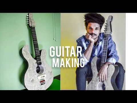 Thettiyil Crafts | How to make a guitar using cardboard