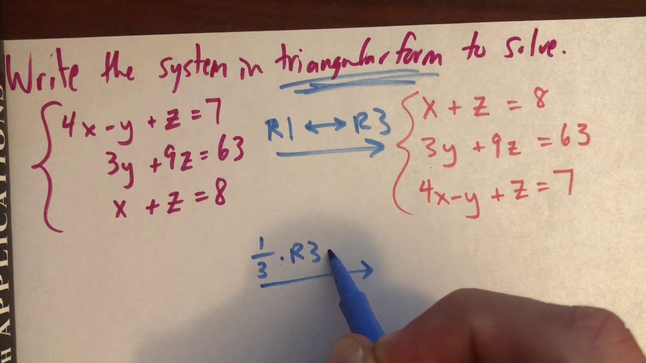 Solve a system using triangular form (inconsistent)