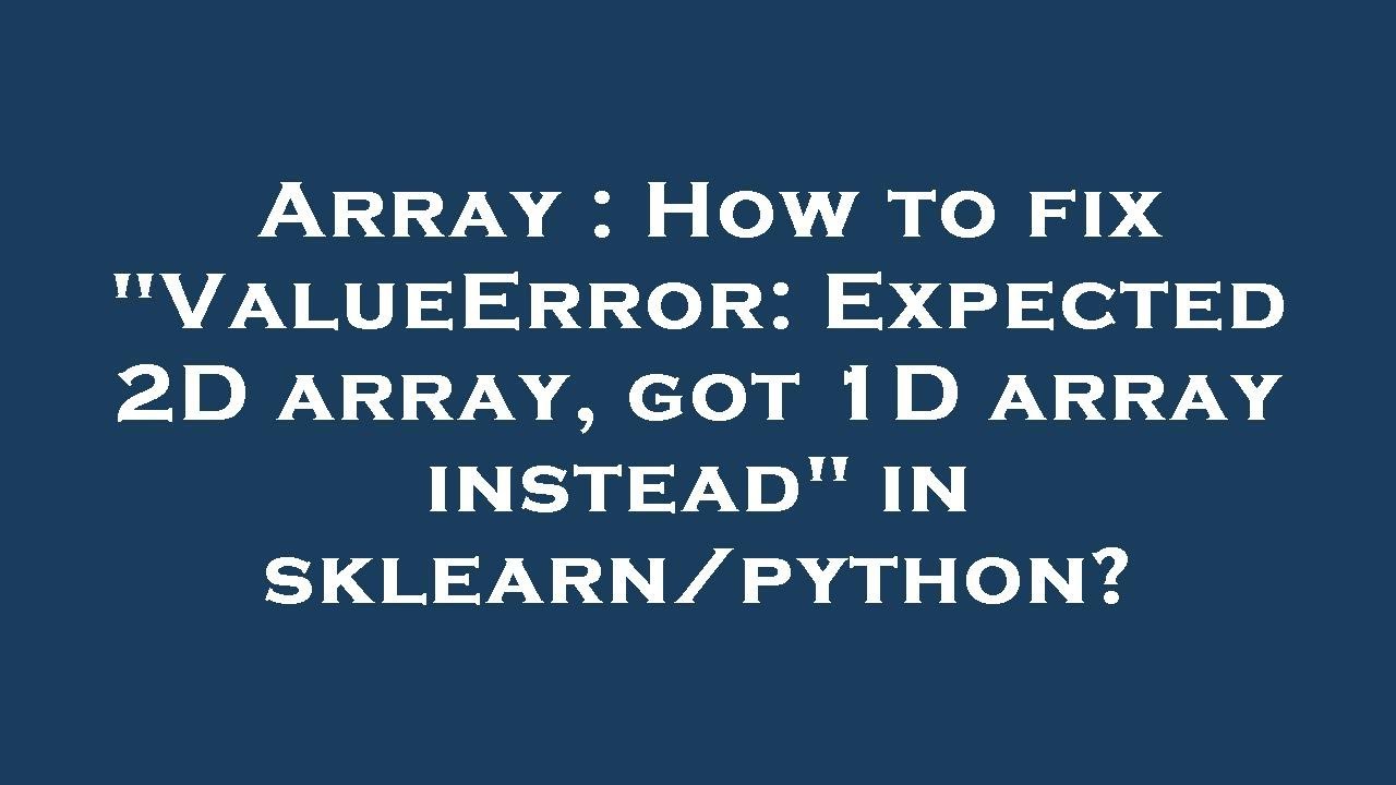 Array : How to fix 