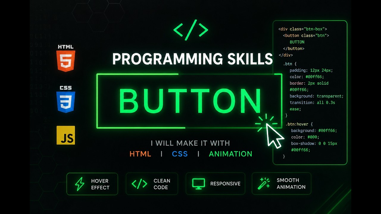 Animated button using HTML CSS | #programming #coding #programmingskillsoffical