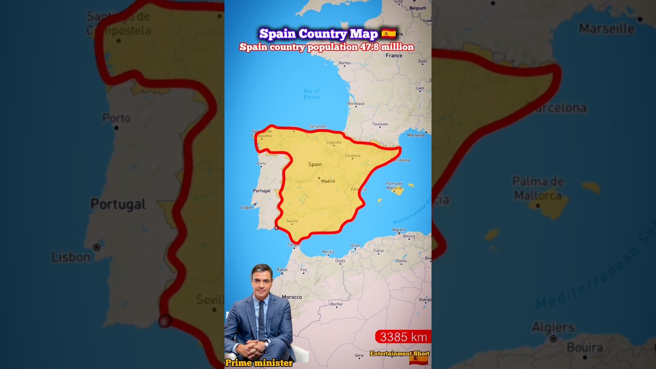 Spain Country Map 🇪🇦 / Spain population 47.8 million population country #spain #location #map
