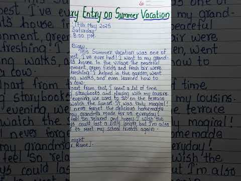 Dairy Entry On Summer Vacation In English #trending #trendingshorts