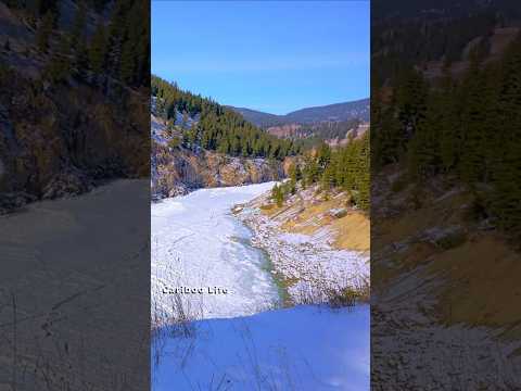 Fraser river is frozen over, Soda Creek, BC