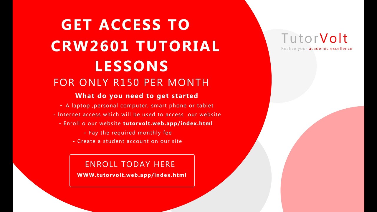 Tutorvolt lesson for CRW2601 Unit 1