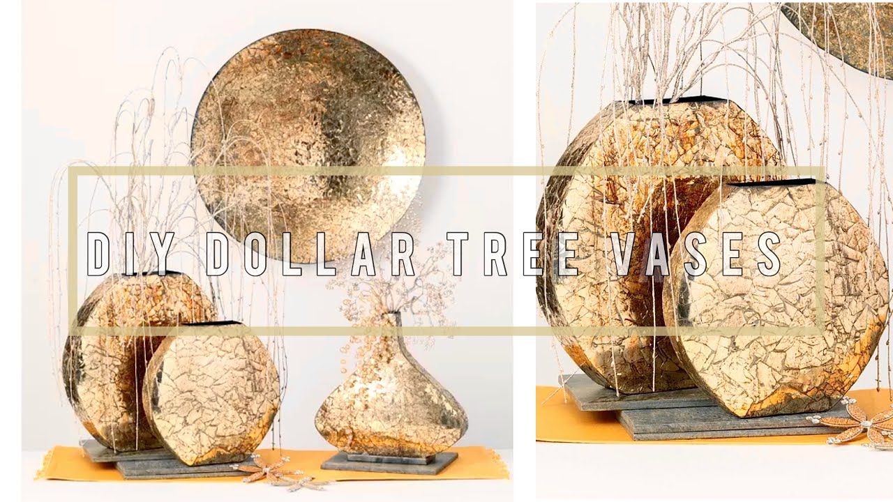 DIY DOLLAR TREE VASES UNDER 5 DOLLARS!! GOLD LEAF HACK !