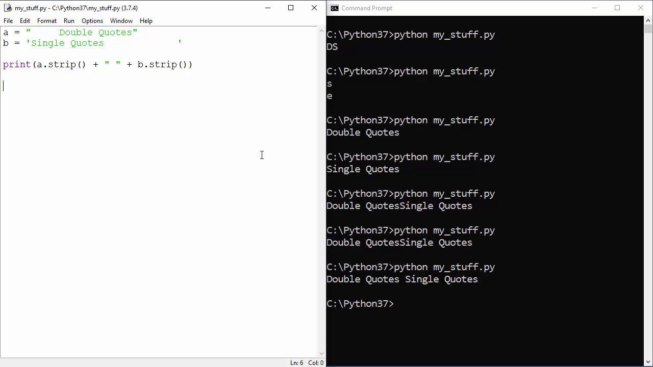 Python Tutorial - 10 - Strings - Indexing and Space Stripping