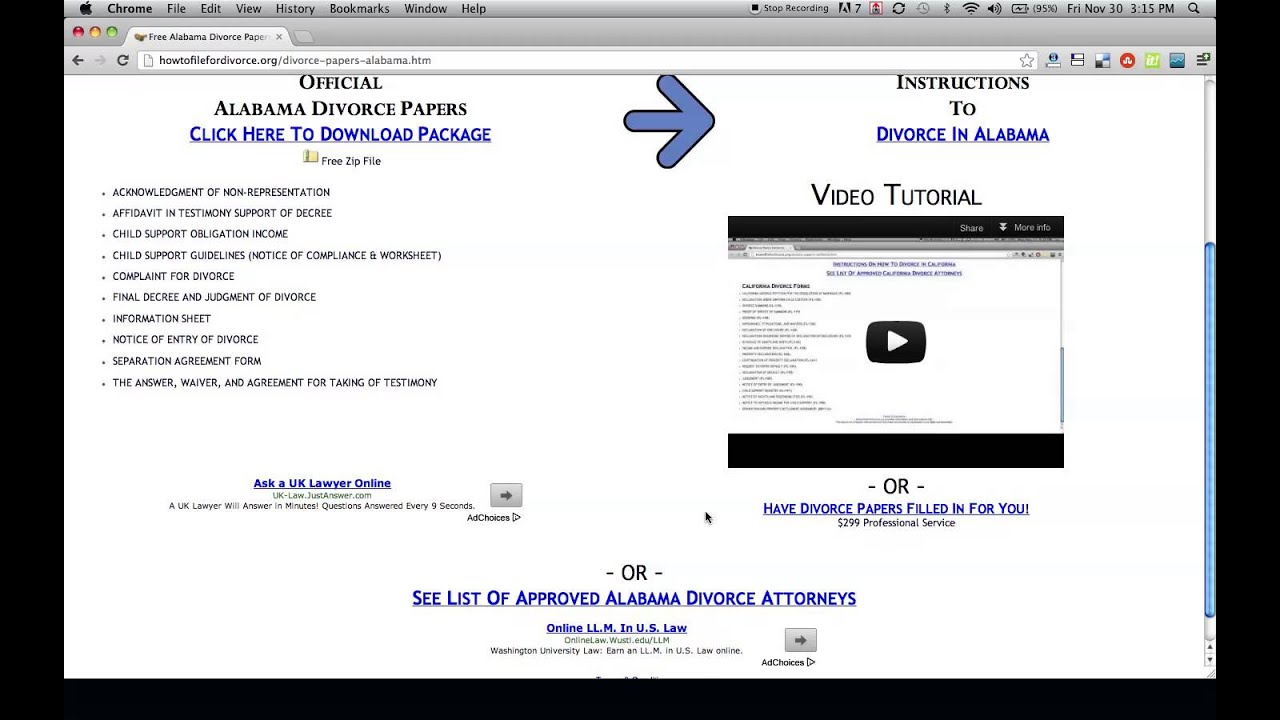 Free Alabama Divorce Papers and Forms