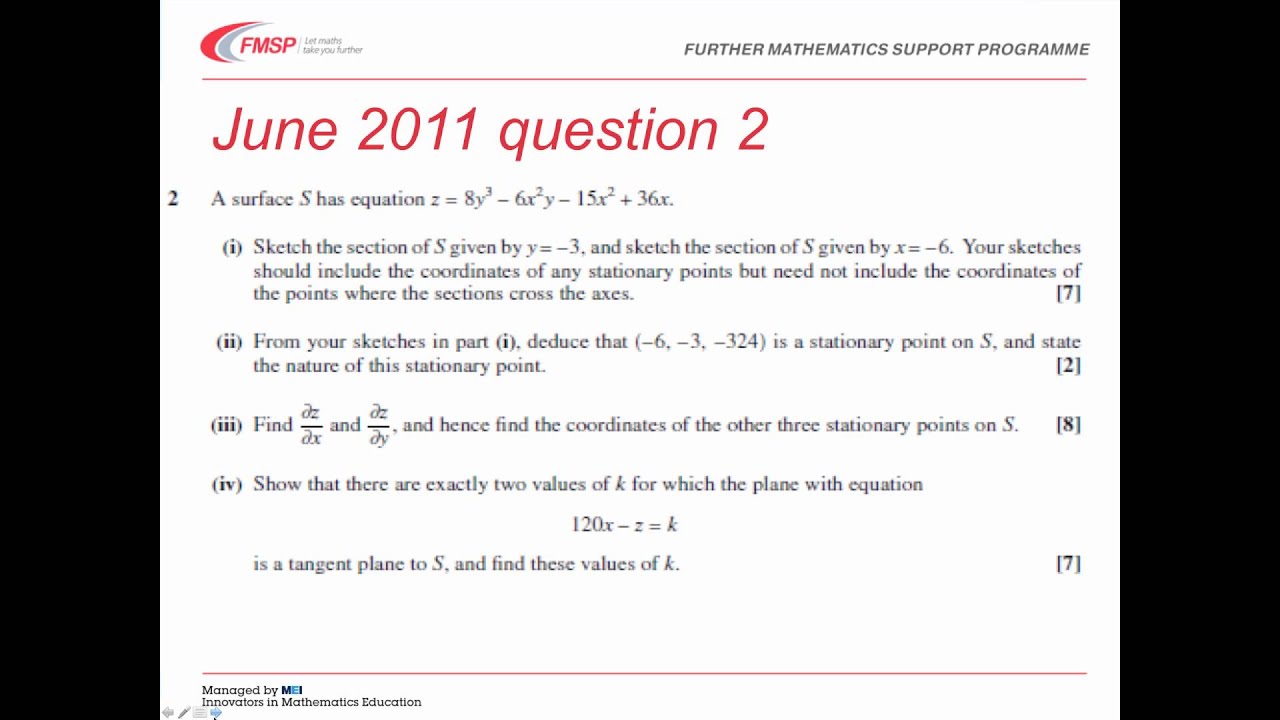 FMSP Revision Video: MEI FP3 - Multivariable calculus
