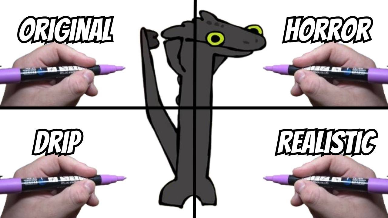Drawing Dancing Toothless Meme - 4 Different Styles!