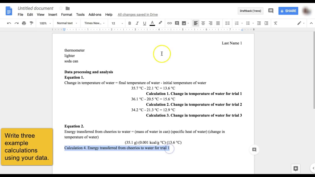 Lab Reports: Data Processing and Analysis Tutorial: On-Level