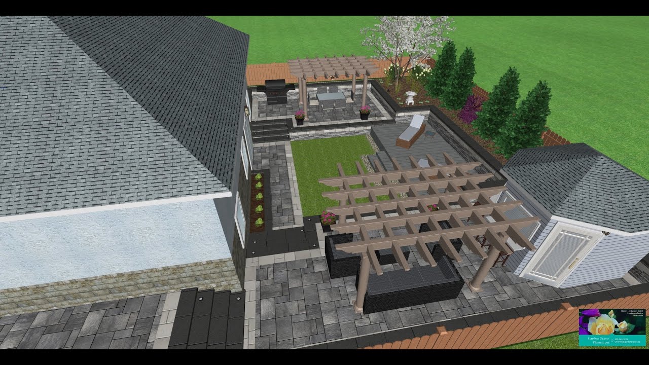 Backyard for entertaining landscape plan by Garden Graces Plantscapes