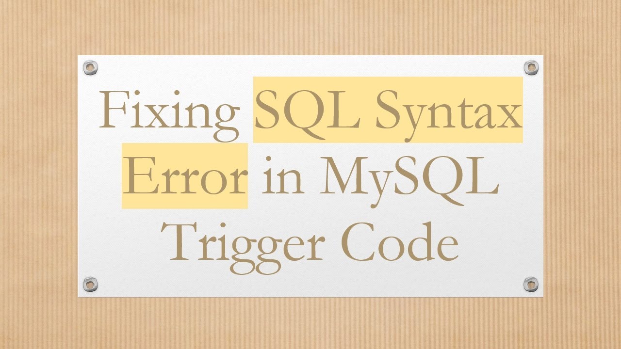 Fixing SQL Syntax Error in MySQL Trigger Code