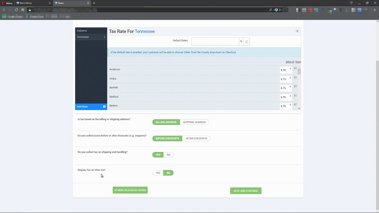 Setup Wizard | Configuring Taxes